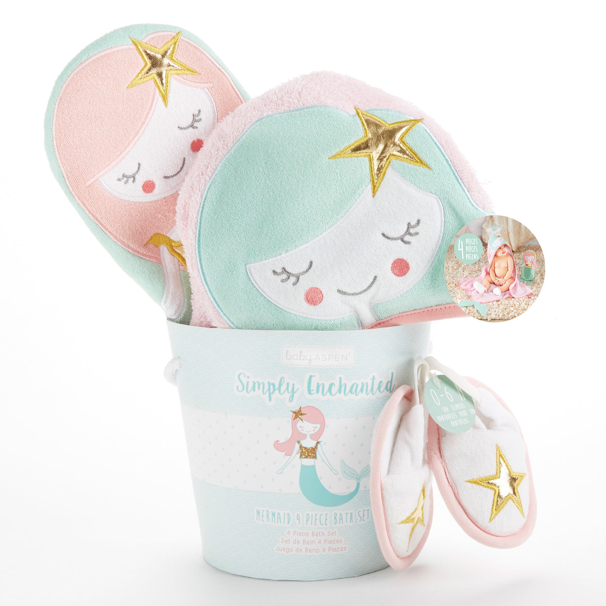 Simply Enchanted Mermaid 4-Piece Bath Time Gift Set | Baby Aspen – Baby ...