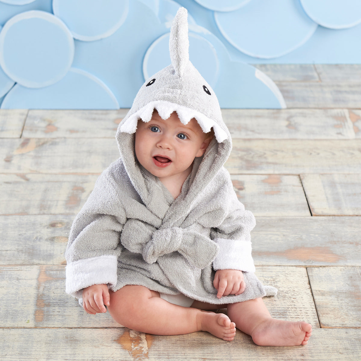 Let The Fin Begin Gray Shark Robe | Baby Aspen – Baby Aspen Gifts